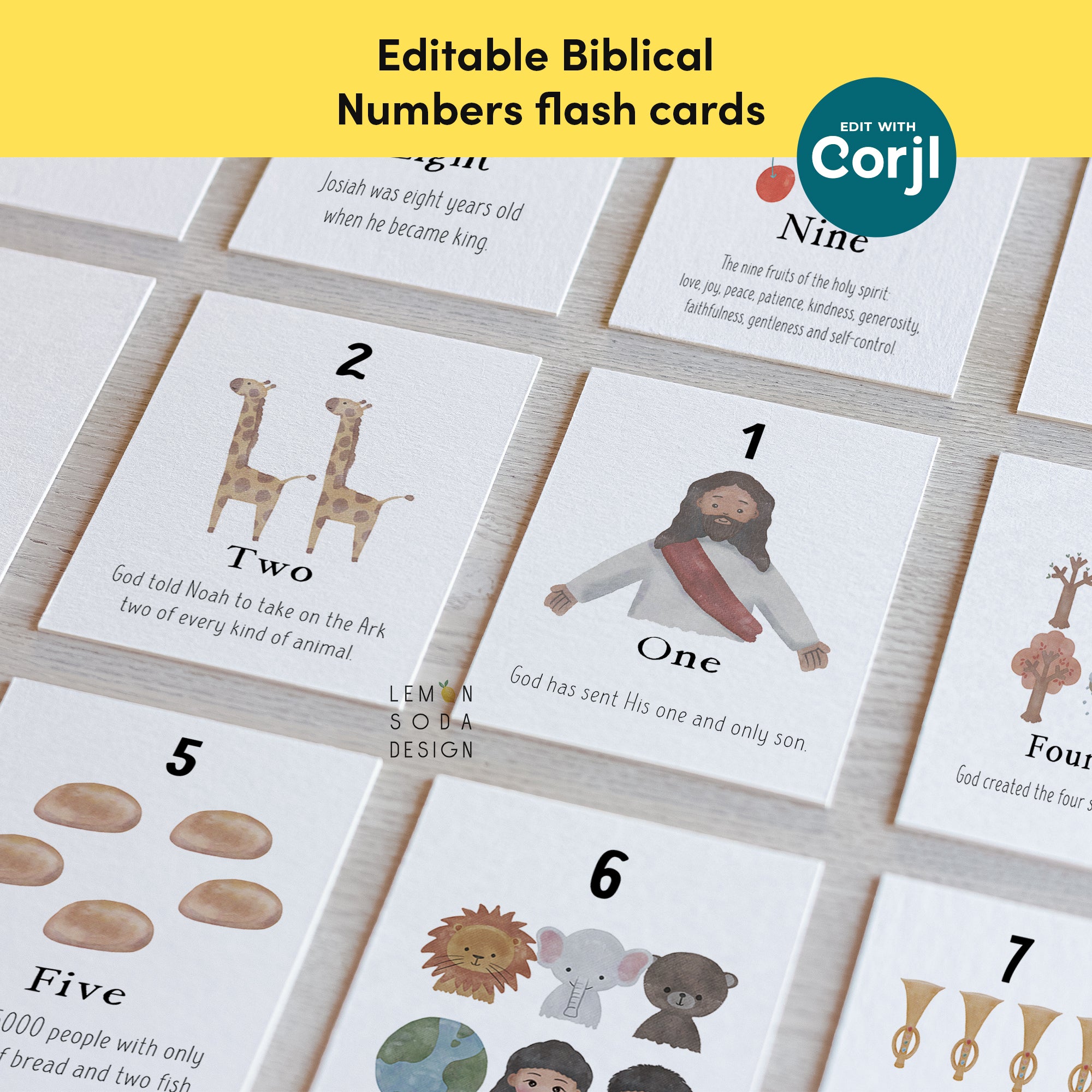 Editable Printable biblical numbers flash card, Christian Educational ...